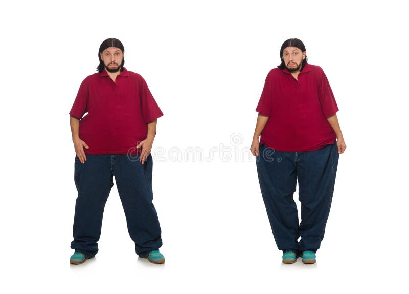 Overweight Man Isolated on the White Stock Photo - Image of compilation ...