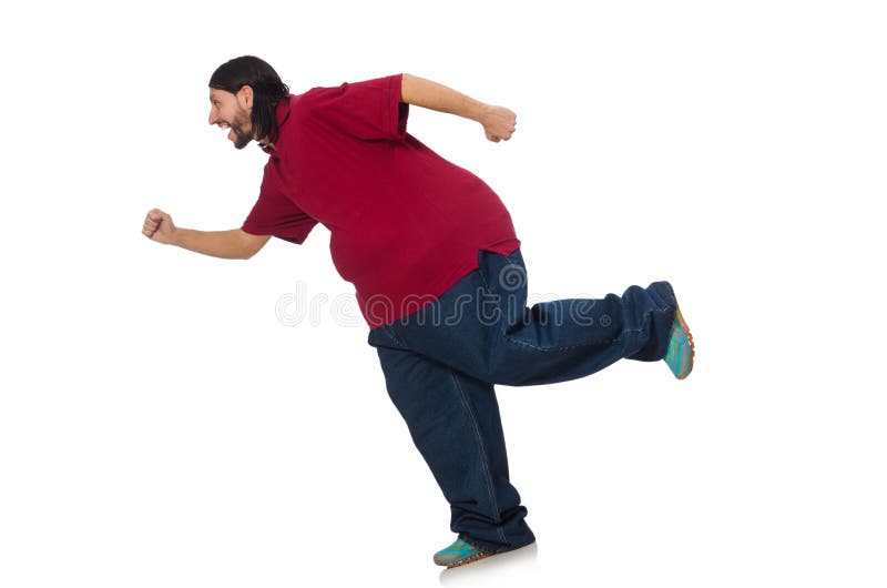 Overweight Man Isolated on the White Stock Image - Image of humorous ...