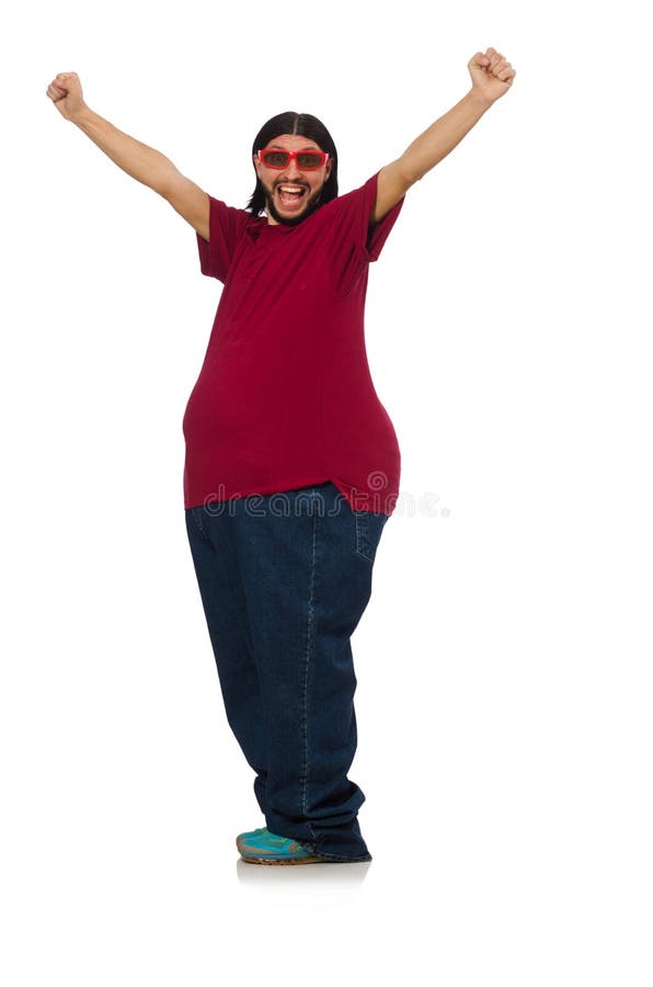 Overweight Man Isolated on the White Stock Image - Image of hungry ...
