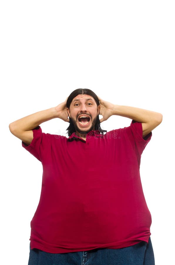 The Overweight Man Isolated on the White Stock Image - Image of abdomen ...