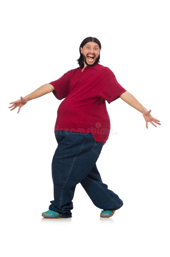 The Overweight Man Isolated on the White Stock Image - Image of ...