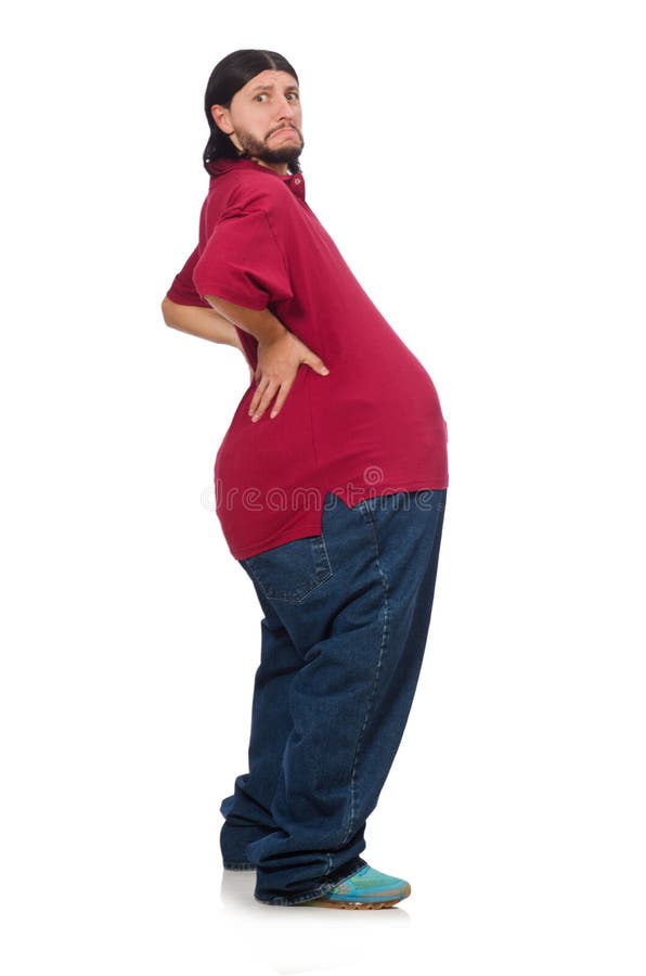 The Overweight Man Isolated on the White Stock Photo - Image of large ...