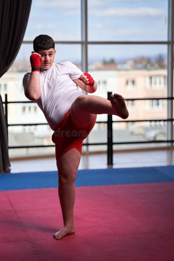 Fat Kickboxer Doing Shadow Boxing Stock Photo - Image of activity ...