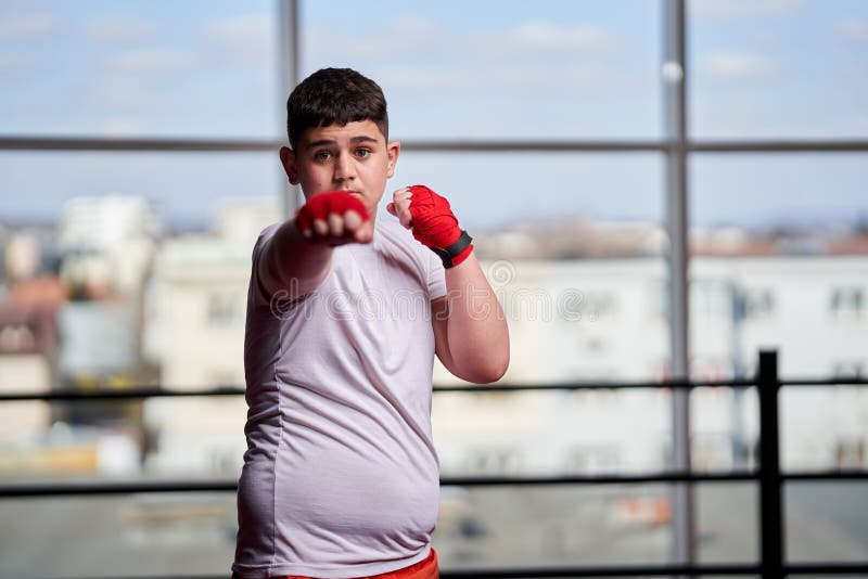 Fat Kickboxer Doing Shadow Boxing Stock Image - Image of body, male ...
