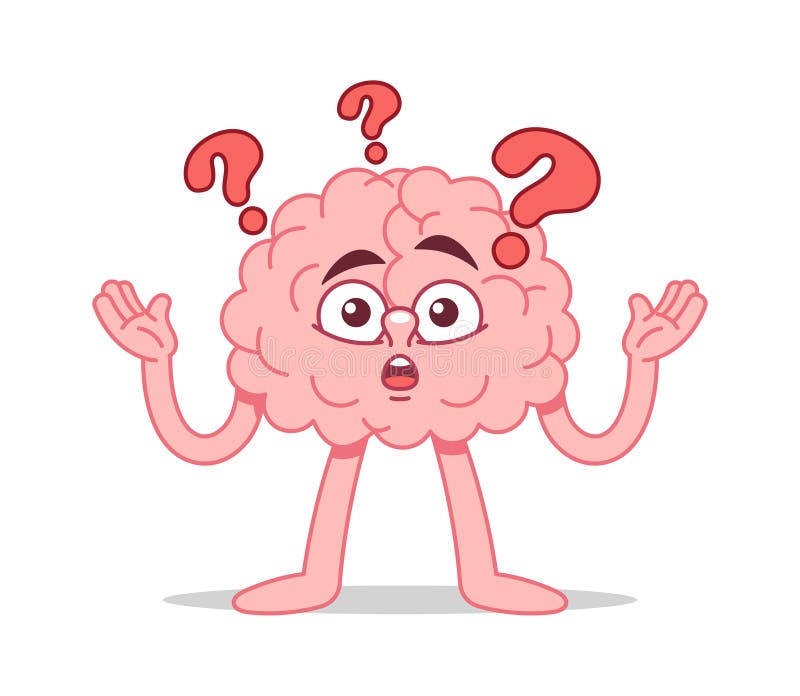 Overwhelmed Confused Brain Character Asking Stock Illustration ...