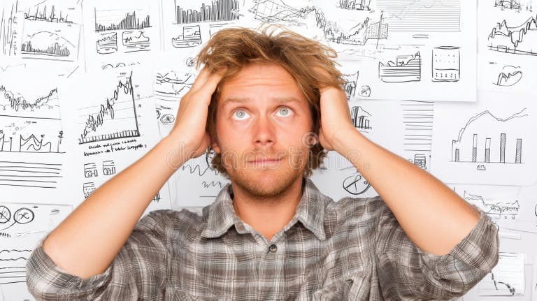 Overwhelmed by Data stock illustration. Illustration of charts - 375977566