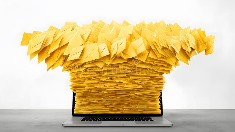 Overwhelmed Email Inbox Overflowing with Envelopes Stock Illustration ...
