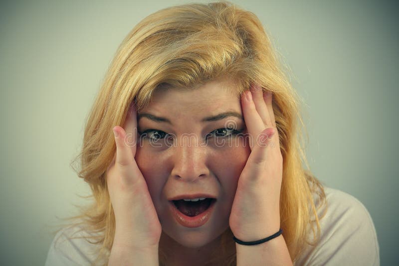 Shocked and Overwhelmed Woman Stock Photo - Image of looking, degrade ...