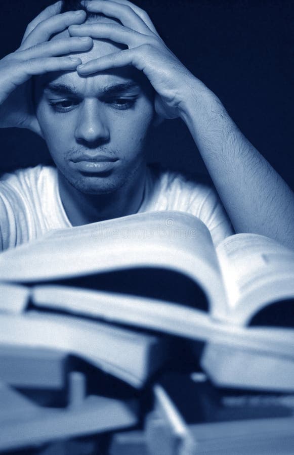 Overwhelmed by Homework stock photo. Image of college - 1860458