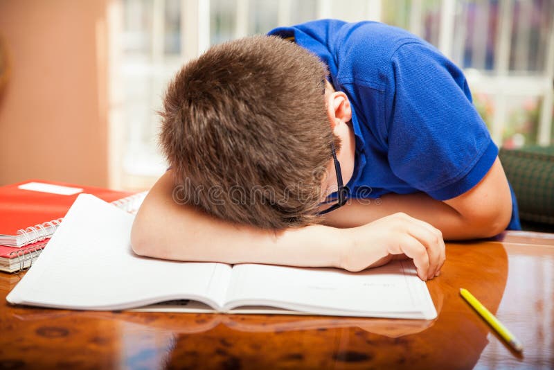 Overwhelmed by Homework stock photo. Image of college - 1860458