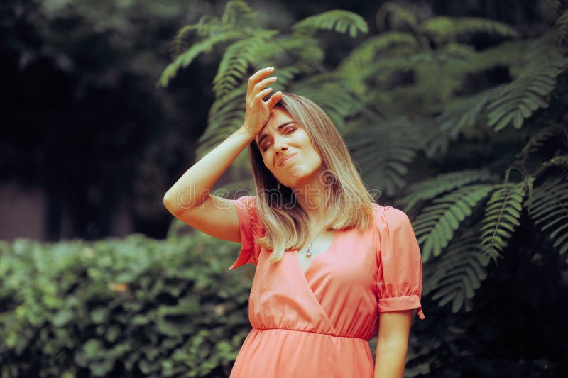 Stressed Woman Feeling Exasperated at Garden Party Stock Photo - Image ...