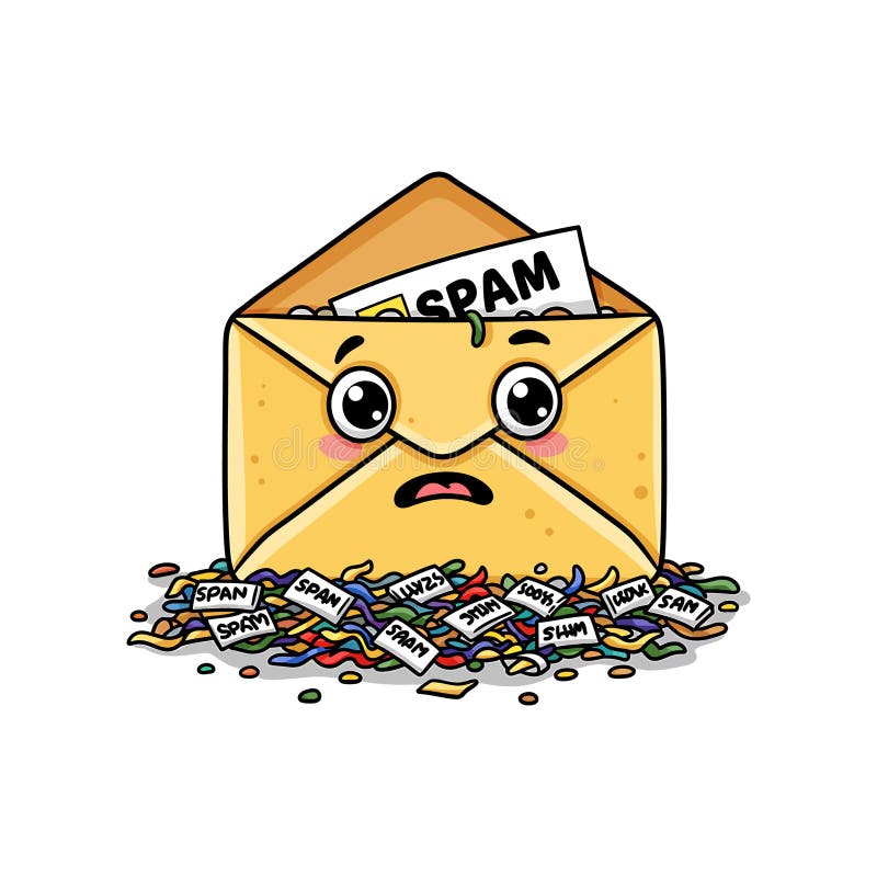 Overwhelmed Mail Envelope Clipart with Spam Letters - Funny Email ...