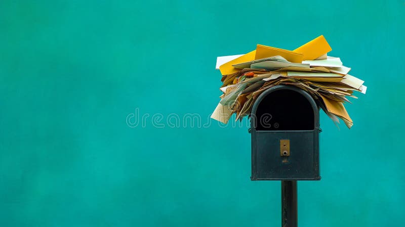 Overwhelmed Mailbox Letters Envelopes Documents Overflowing Stock ...