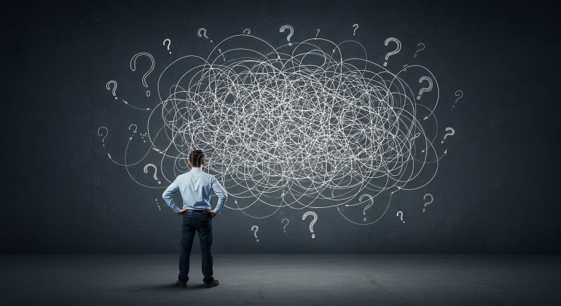 Overwhelmed? Man Facing Complex Problem, Decision Making, Solution ...