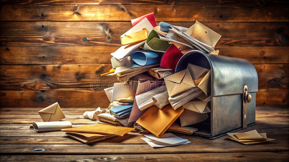 Overwhelmed by Modern Communication an Overflowing Mailbox Visualizes ...
