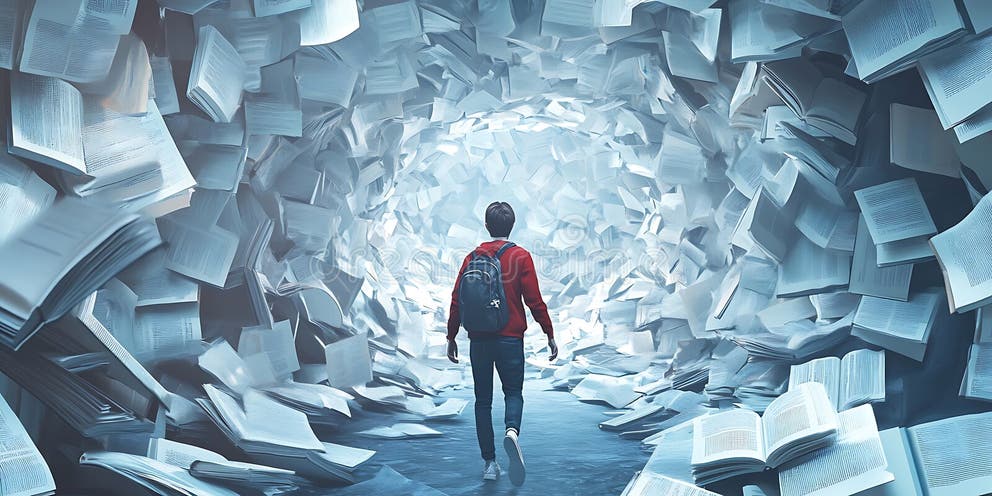 Overwhelmed Navigating the Paperwork Maze Background Wallpaper Stock ...