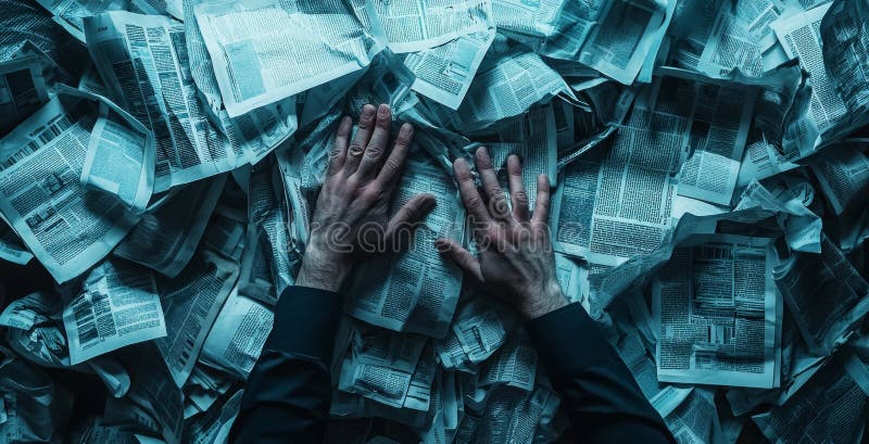 He is Overwhelmed by Papers Falling Around Him, Which Symbolizes the ...