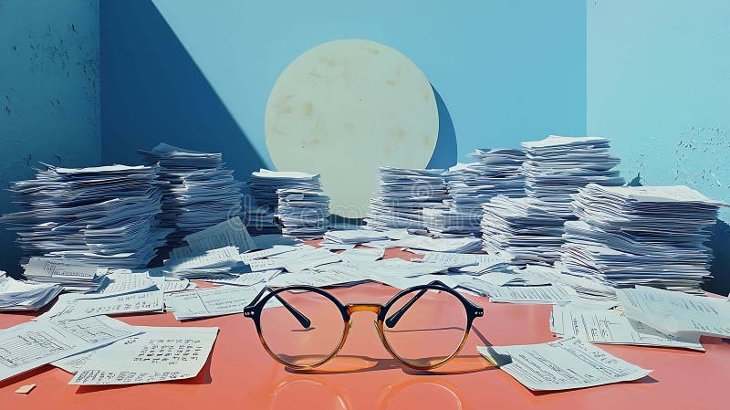 Overwhelmed by Paperwork this Artistic Image Depicts Stacks of ...