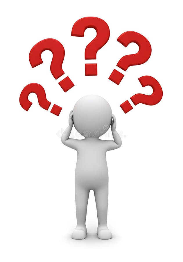 Overwhelmed by Questions a 3D Render of a Figure Surrounded by Multiple ...