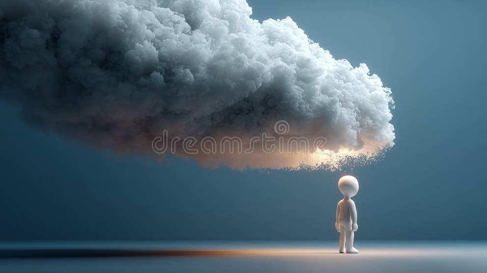 Overwhelmed Stick Man - 3D Rendering of Complex Thoughts. Generative AI ...