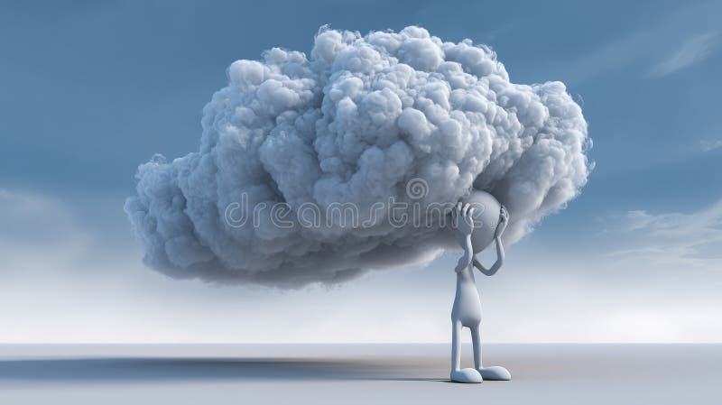 Overwhelmed Stick Man - 3D Rendering of Complex Thoughts. Generative AI ...