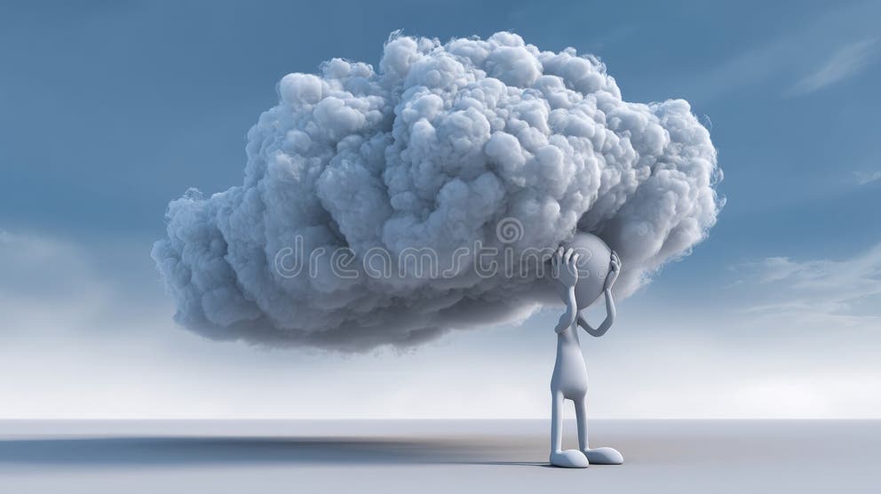 Overwhelmed Stick Man - 3D Rendering of Complex Thoughts. Generative AI ...