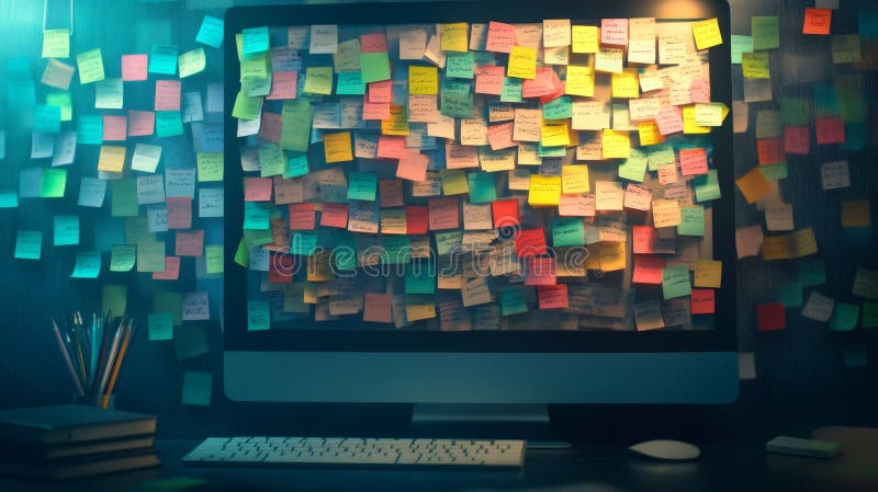 Overwhelmed by Sticky Notes and Deadlines Stock Photo - Image of ...
