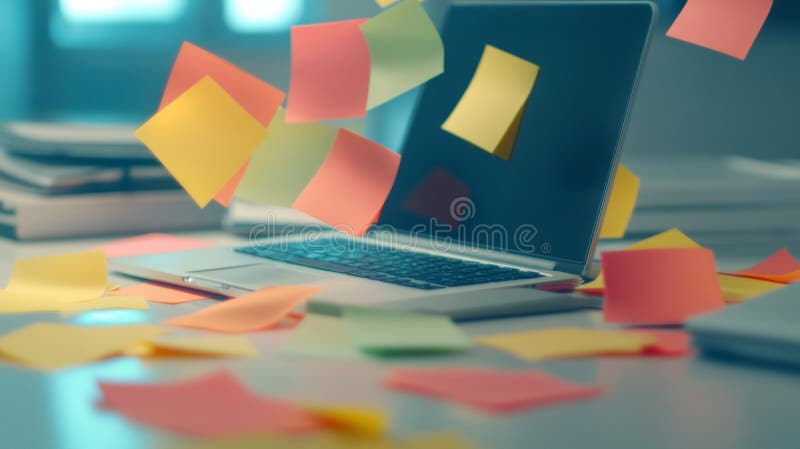 Overwhelmed Workspace Colorful Sticky Notes Stock Photos - Free ...