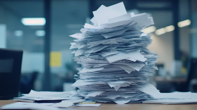 Overwhelming Paperwork Pile Signifying Workplace Chaos Stock Image ...