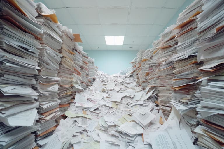 Overwhelming Pile of Paperwork in Office Stock Image - Image of ...