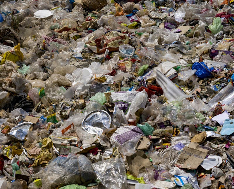 Overwhelming Plastic Pollution at Landfill Site Stock Photo - Image of ...