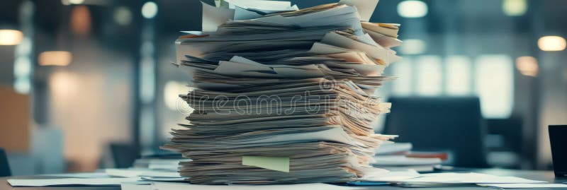 Overwhelming Stack Papers Illustrating Workplace Stress Stock Photos ...