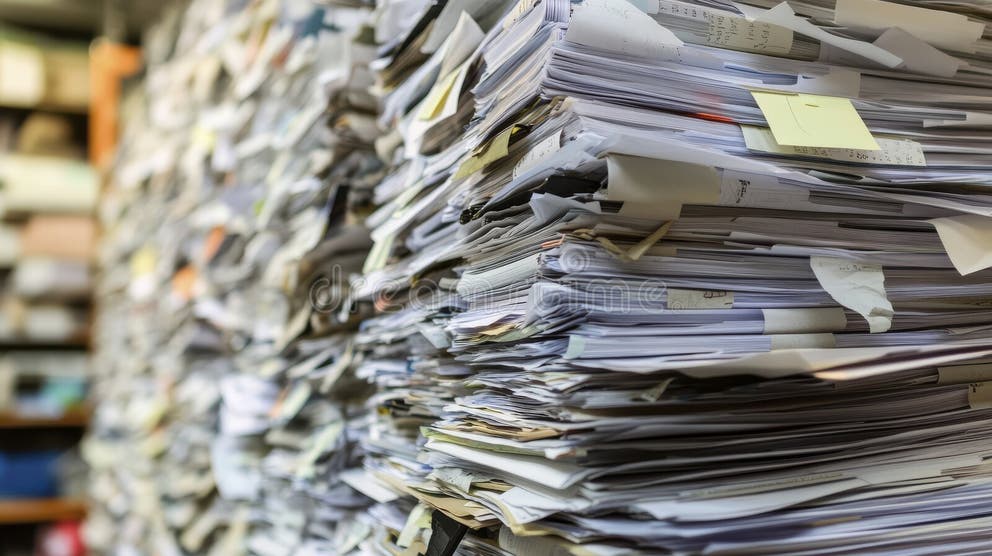 Overwhelming Stack of Papers in Office Setting Stock Illustration ...