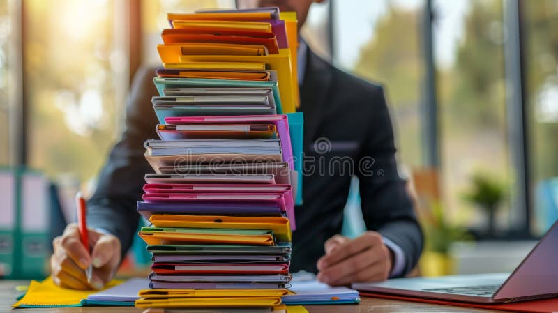 An Overwhelming Stack of Paperwork.AI Generated Image Stock Photo ...