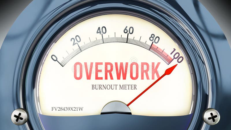 Overwork and Burnout Meter that is Hitting a Full Scale, Showing a Very ...