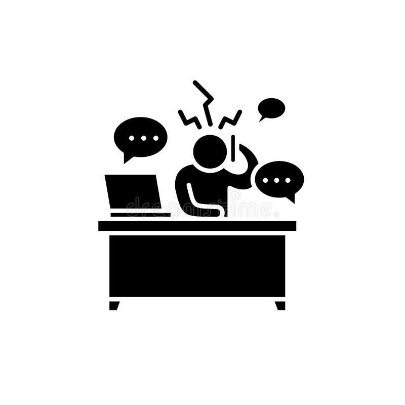 Overwork At Work Vector Line Icon, Linear Concept, Outline Sign, Symbol ...