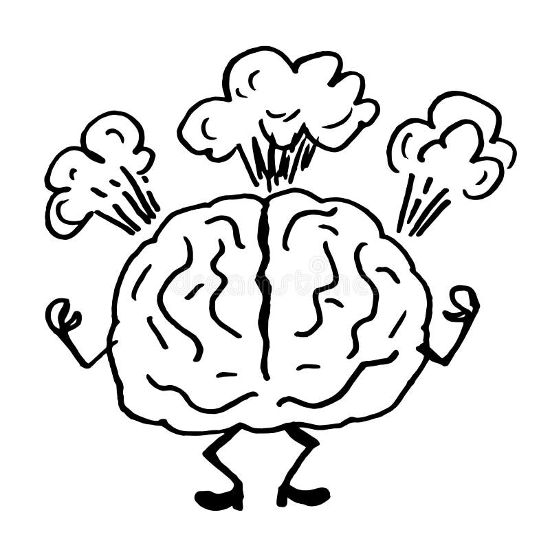 Overworked Brain Boils with Fatigue and Discontent. the Brain Releases ...