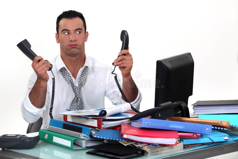 Overworked receptionist stock photo. Image of agent, overloaded - 26498126