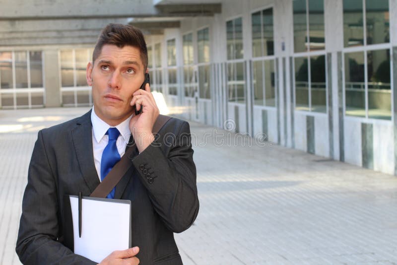 Overworked Businessman Talking on the Phone Stock Photo - Image of ...