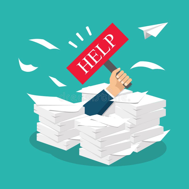 Overworked Man Holding Paper Stack Office Worker Workout Paperwork ...