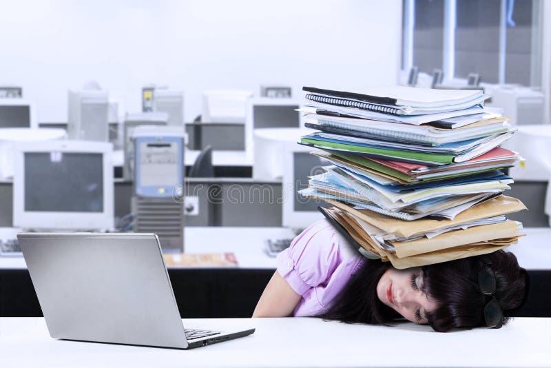 Overworked Businesswoman stock photo. Image of document - 39116090