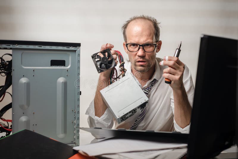 Computer self repair stock photo. Image of cooler, male - 213532676