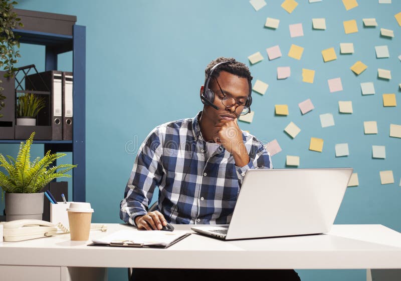 Tired Business Consultant Using Laptop Stock Photo - Image of business ...