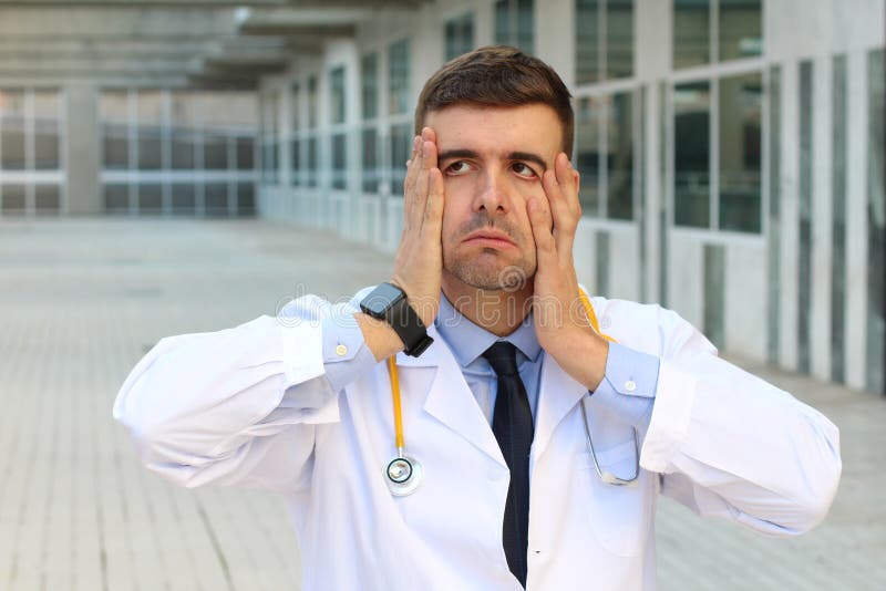 Overworked Doctor Looking Very Tired Stock Photo - Image of depression ...