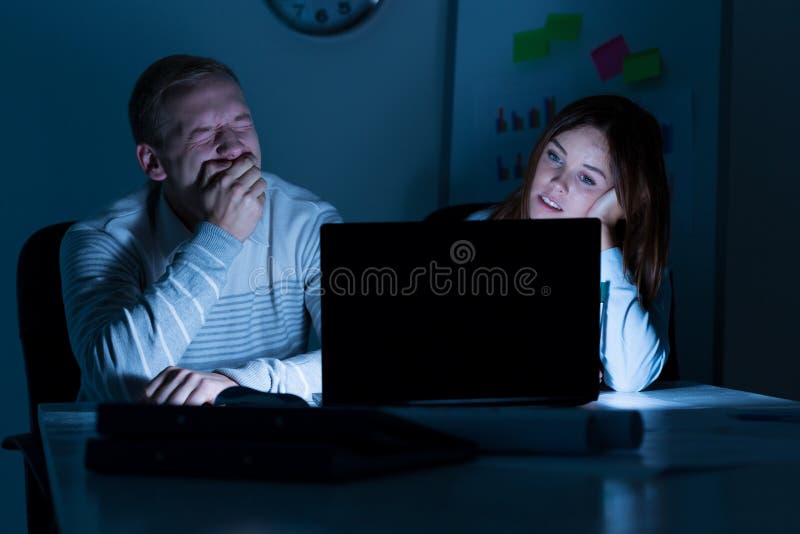 Overworked Employees Working at Laptop Stock Image - Image of stressed ...