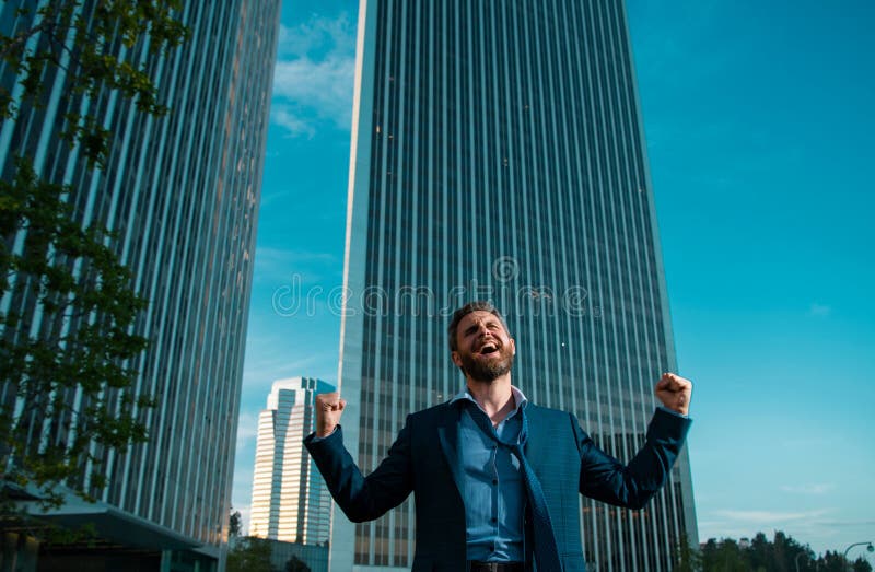 Overworked Excited Business Man. Hard Business Work. Stock Image ...