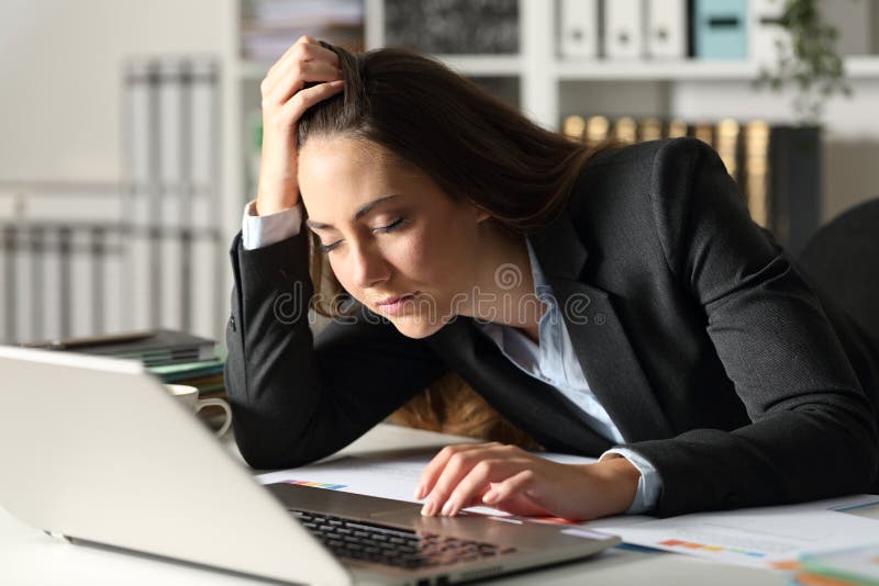 Overworked Executive Falling Asleep at Night at Office Stock Image ...