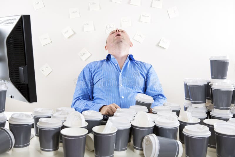 Overworked and Exhausted Office Worker Stock Photo - Image of desk ...