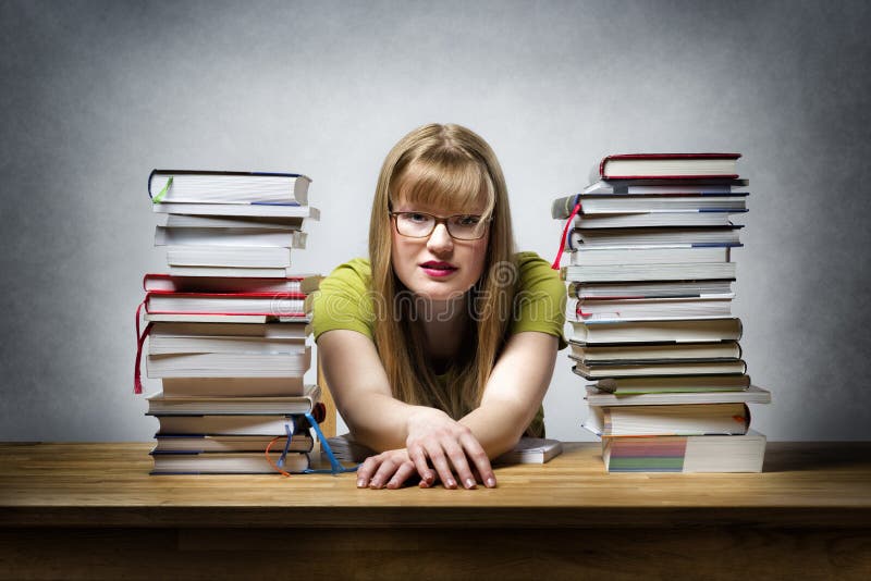 Overworked female student stock image. Image of teen - 53518145