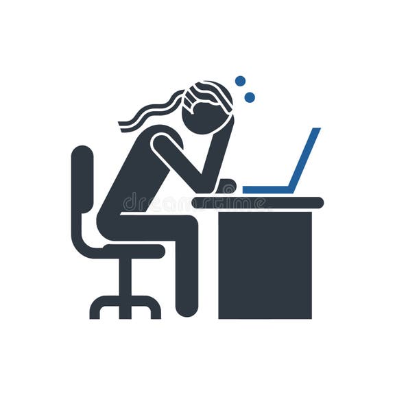 Overworked Office Stress Icon Stock Vector - Illustration of laptop ...